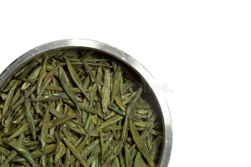 Dry Green Tea on White Background Stock Image - Image of chinese, heap ...