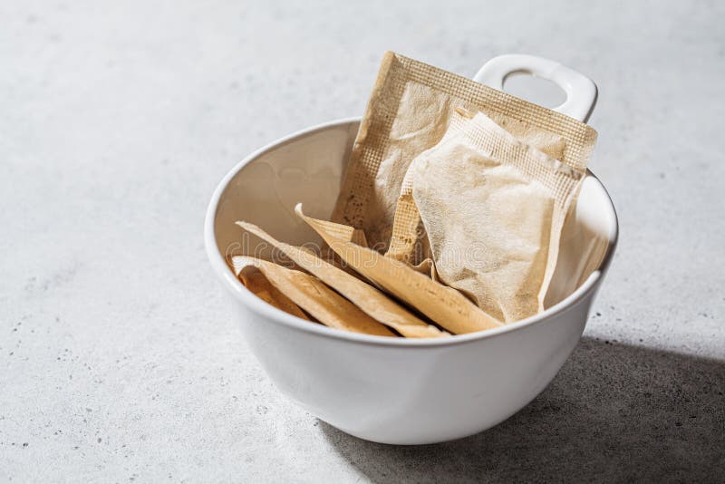 Dry Herbal Tea Bags in White Bowl. Herbal Tea Concept Stock Image ...