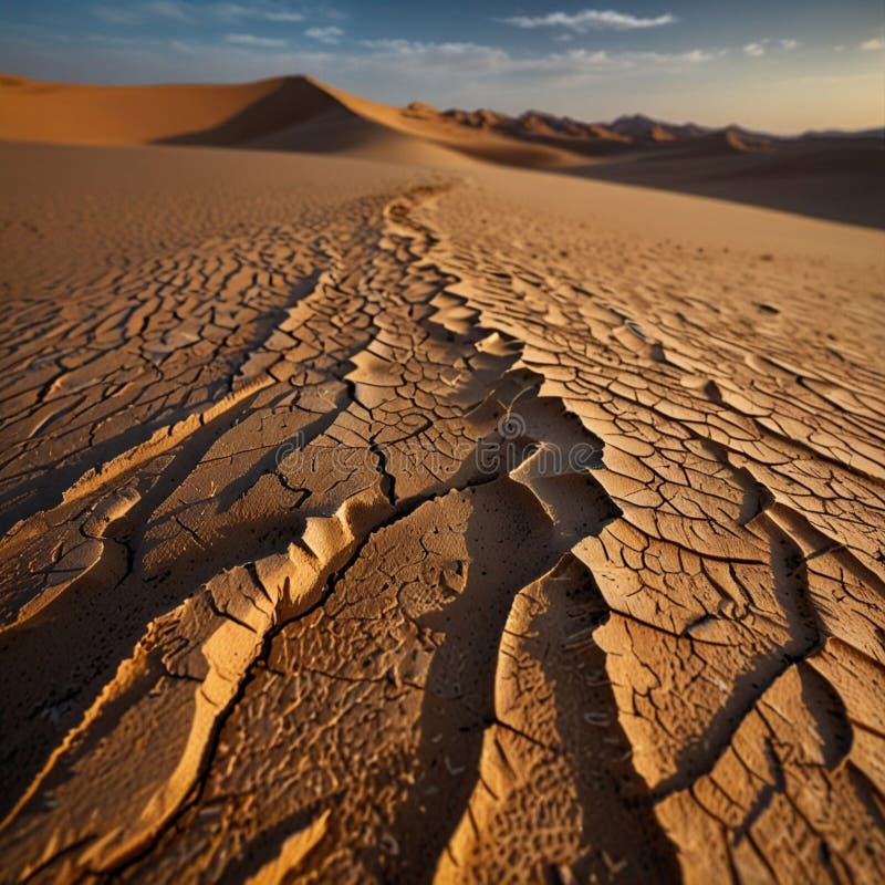 Dry Hot Sahara Desert stock illustration. Illustration of sunset ...