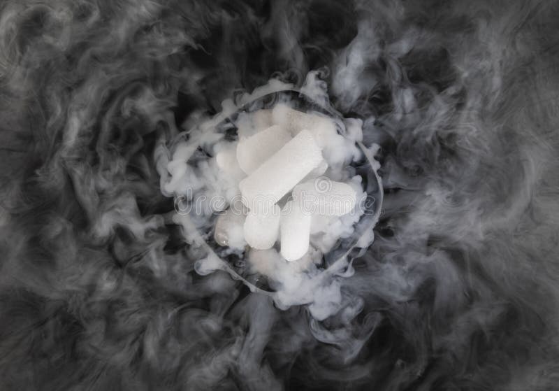 Dry Ice on a Black Background Stock Image - Image of lighting, frost ...
