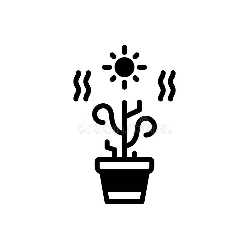 Black Solid Icon for Dry, Heat and Dried Stock Vector - Illustration of ...