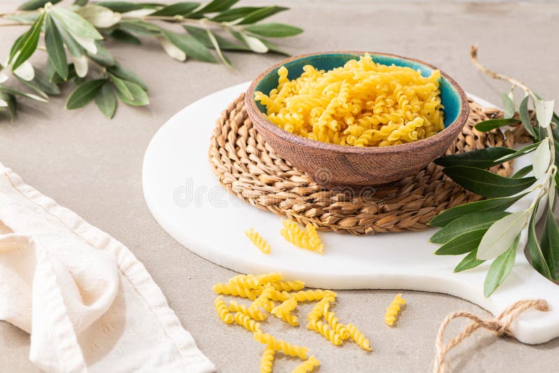 Dry Italian Fusilli Pasta on Kitchen Countertop Stock Image - Image of ...