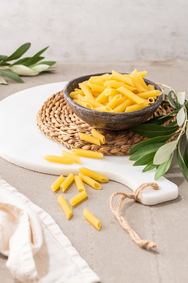 Dry Italian Penne Pasta on Kitchen Countertop Stock Image - Image of ...