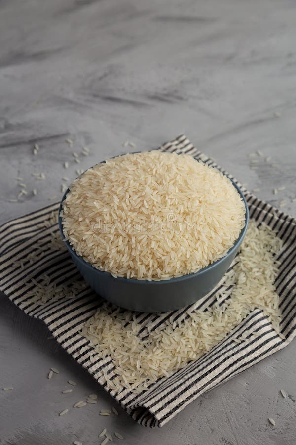 Dry Jasmine Rice in a Bowl, Side View. Copy Space Stock Image - Image ...