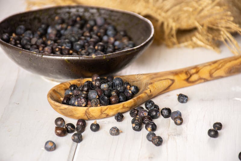 Dry Juniper Berries on Grey Wood Stock Image - Image of healthy, berry ...