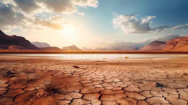 Dry Lake in the Desert and Conceptual Image of Climate Change ...