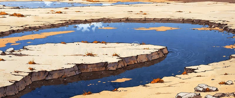 Dry Lake Superb Anime-styled and DnD Environment. Stock Photo - Image ...