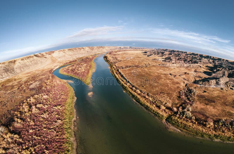 Dry Land with a Beautiful River Aerial View Stock Photo - Image of ...