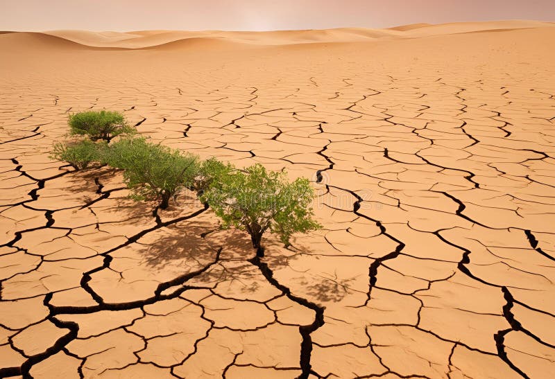 Dry Land with Sparse Tree Growth.AI Generated Stock Illustration ...