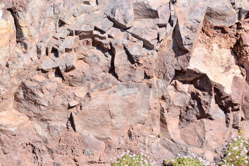 Basaltic Rock Structure among Red Volcanic Soil Stock Photo - Image of ...