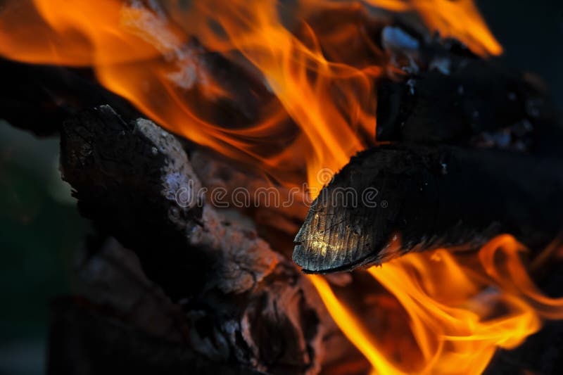 Dry Logs Burn on Fire - Low Key Stock Photo Stock Image - Image of wood ...