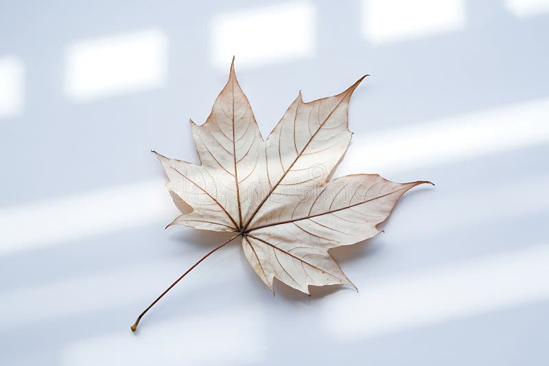 Dry Maple Leaf on a White Surface with Shadows Stock Illustration ...
