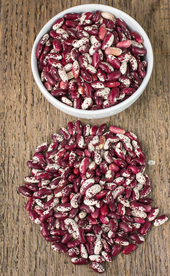 Dry mottled beans stock image. Image of seeds, wooden - 52782427