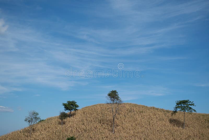 Dry Mountain with Blue Sky Background Stock Image - Image of hills ...