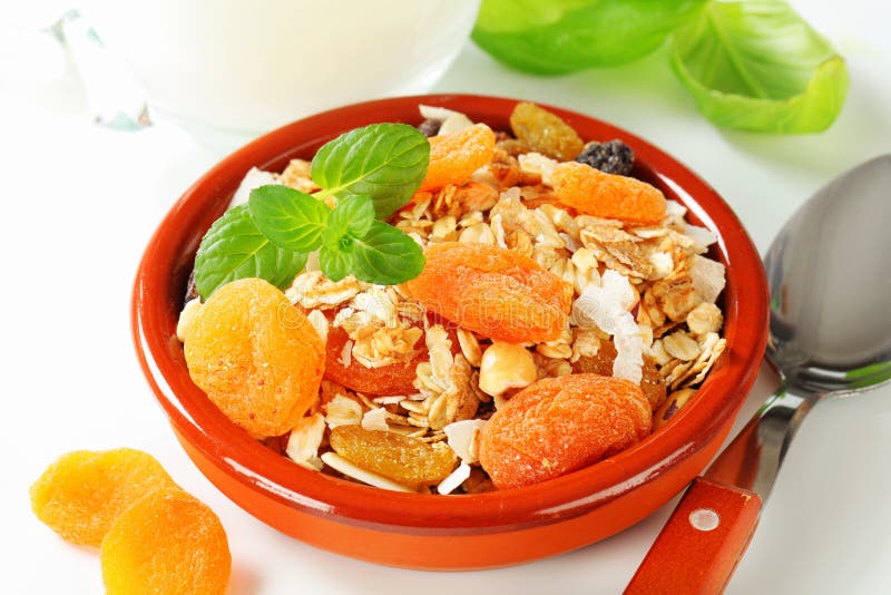 Dry muesli mix stock image. Image of snack, cereal, sultana - 64317925