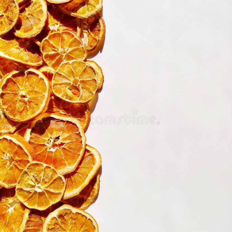 Dry Orange on the Left Side. Yellow Dry Orange on a White Fo. Stock ...