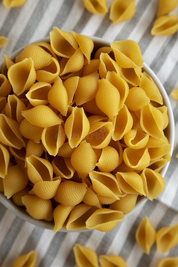 Dry Organic Medium Pasta Shells in a Bowl, Top View Stock Photo - Image ...