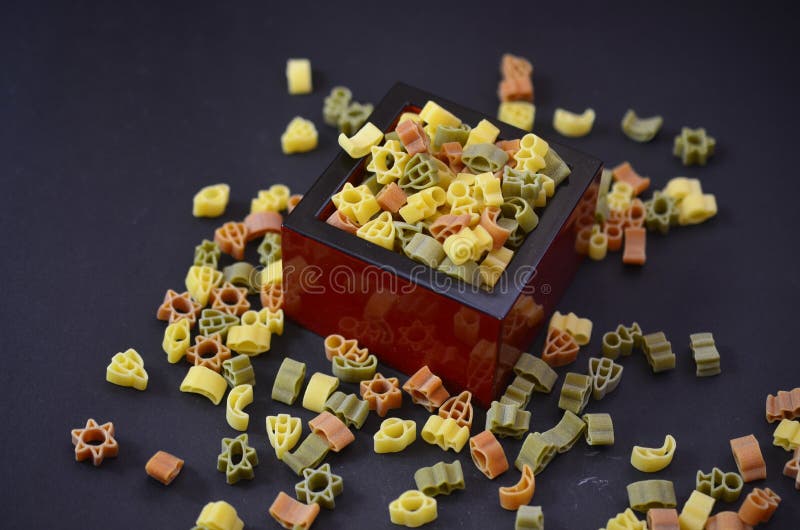 Dry Pasta in a Small Red Box Stock Image - Image of pattern, produce ...