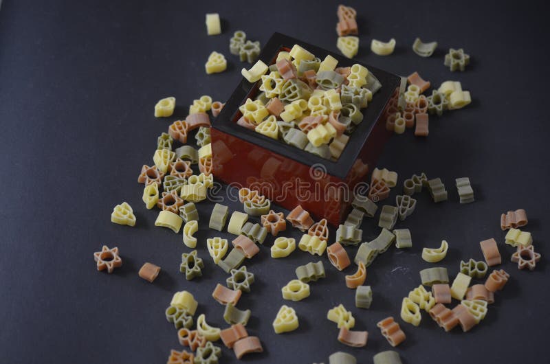 Dry Pasta in a Small Red Box Stock Photo - Image of leaf, games: 181054042