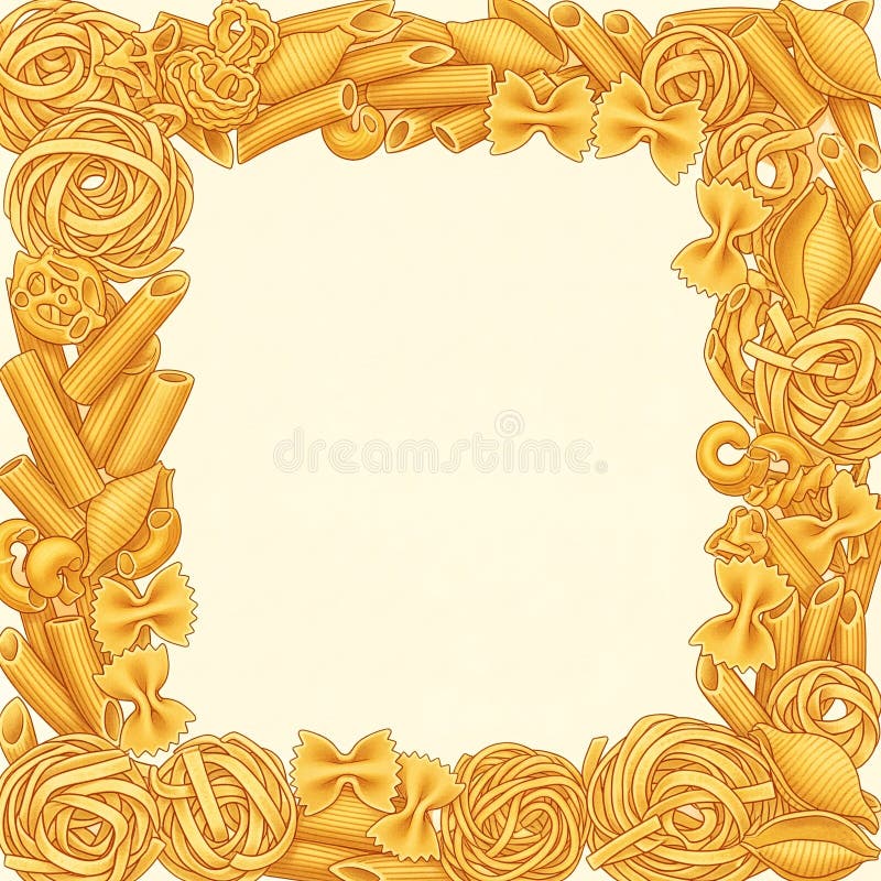 Dry Pasta of Various Shapes, Creating a Frame Stock Illustration ...
