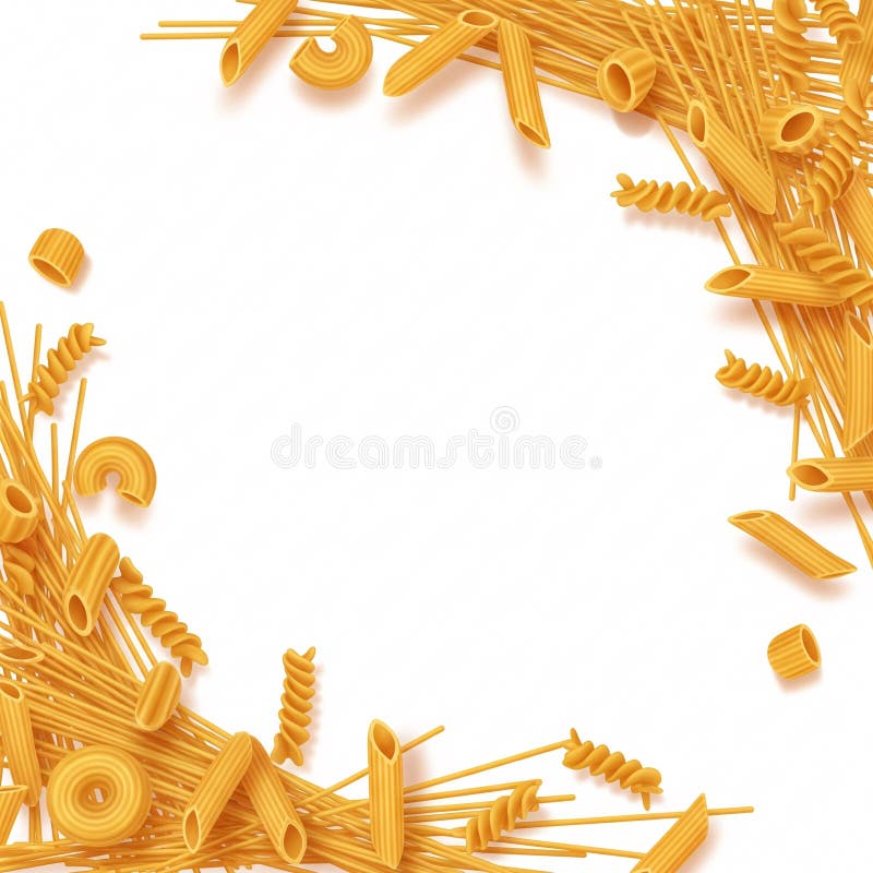 Dry Pasta of Various Shapes, Creating a Frame Stock Illustration ...
