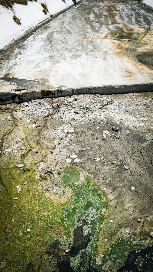 Dry Polluted Canal with Algae Stock Image - Image of residue, polluted ...