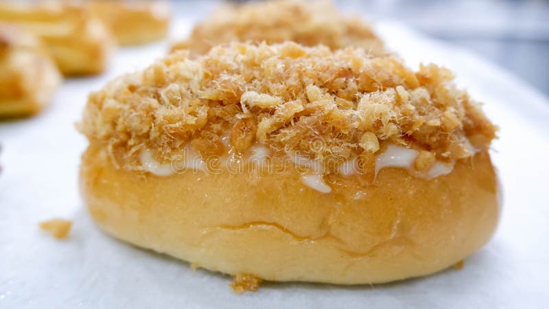 Dry pork bread on white stock image. Image of pork, breakfast - 217000315