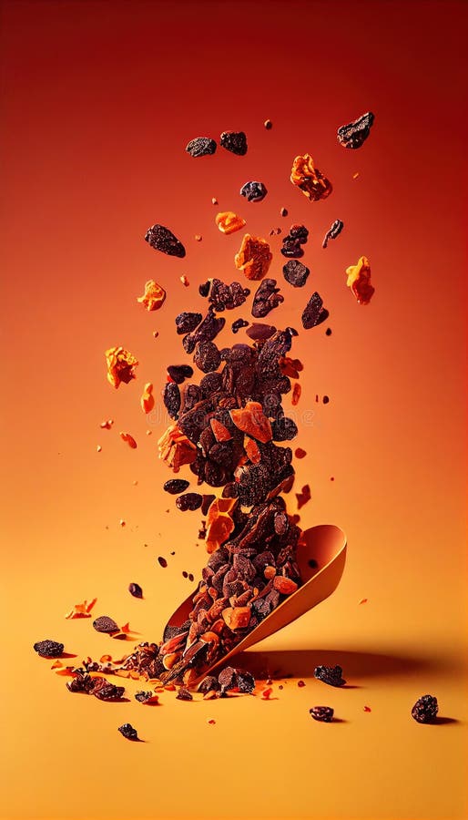 Dry Raisins Creatively Falling-Dripping Flying or Splashing on Yellow ...