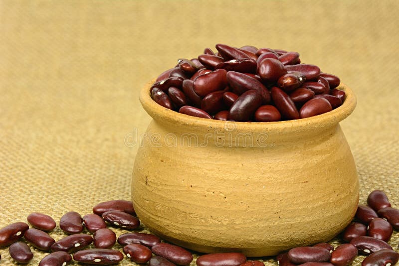 Dry Red Kidney Beans on Clay Pot Stock Image - Image of color ...