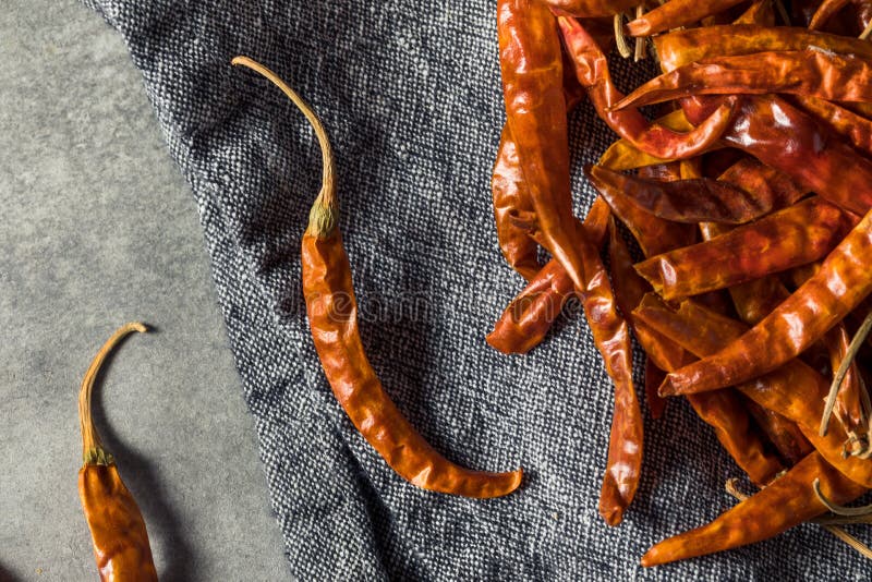 Dry Red Organic Chile De Arbol Peppers Stock Photo - Image of chilli ...