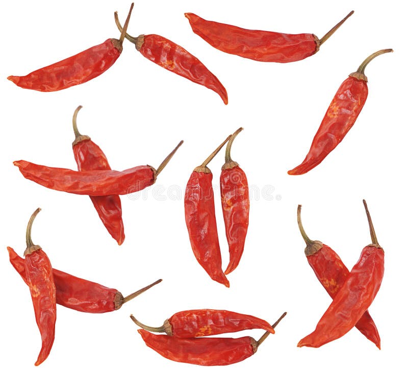 Dry Red Pepper on White Background Stock Image - Image of ingredient ...