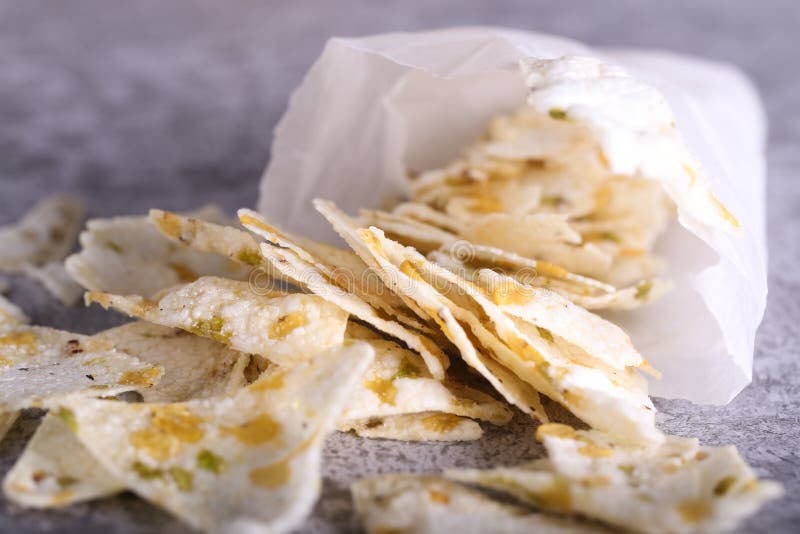 Rice Flour Chips with Corn are on the Table Stock Photo - Image of ...