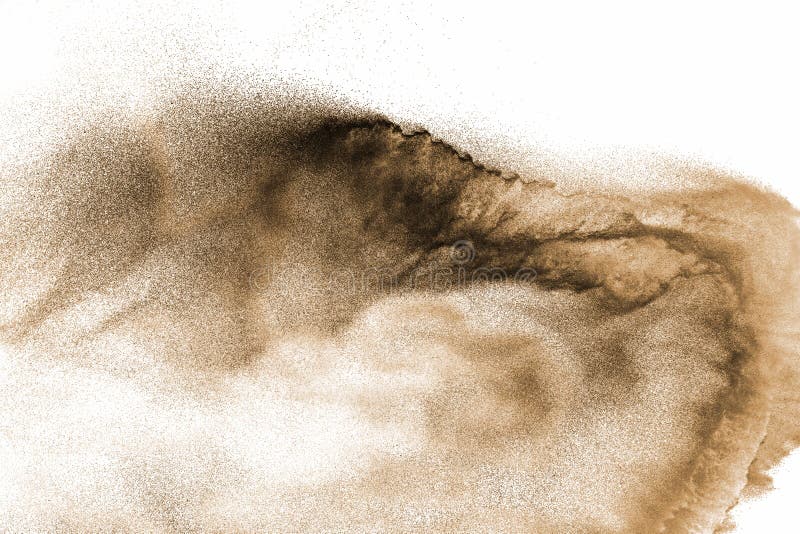 Dry River Sand Explosion. Brown Colored Sand Splash Against White ...