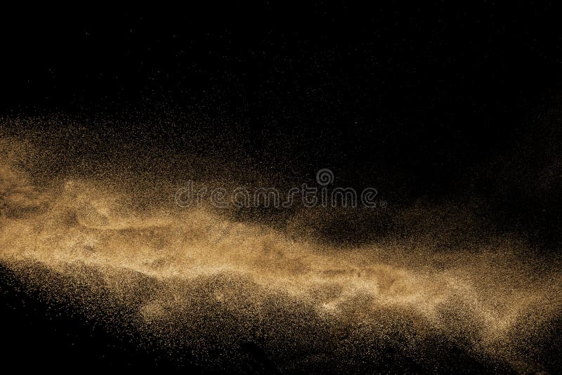 Golden Colored Sand Splash Against White Background. Stock Image ...