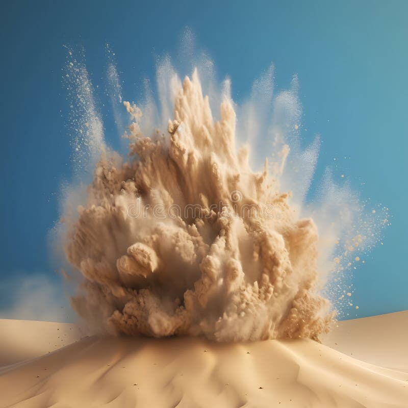 Dry River Sand Explosion Isolated on Black Background Stock ...