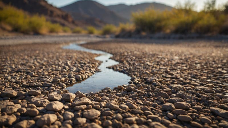 A Dry Riverbed with a Chart of Rising Water Prices, Environmental ...