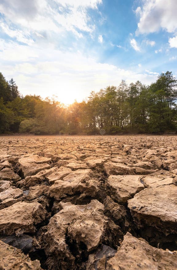 Dry Riverbed with Cracked Mud Stock Photo - Image of view, destroy ...