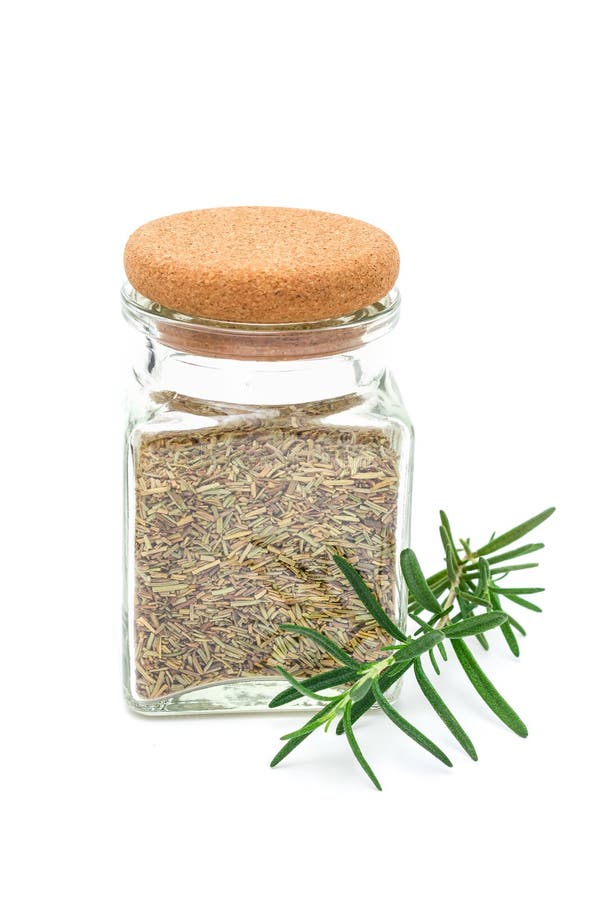 Dry Rosemary Tea in Glass Jar, Isolated Stock Photo - Image of leaf ...