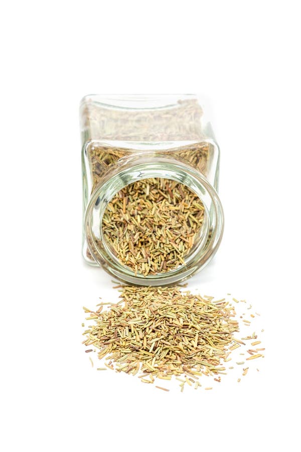 Dry Rosemary Tea in Jar, Isolated on White Stock Photo - Image of ...