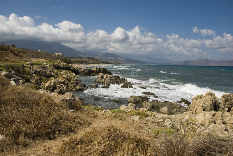Dry and Rough Landscape on Coast of Crete Island Stock Photo - Image of ...