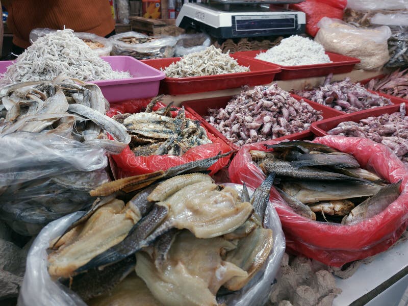 Dry Salted Cod Fish Display at Traditional Market Stock Image - Image ...