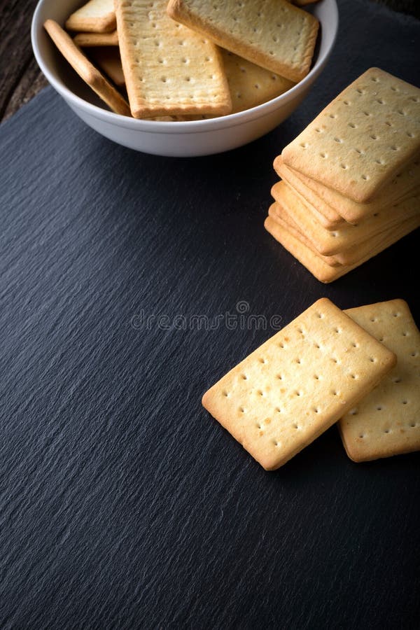 Dry Salted Crackers in a Bowl Stock Photo - Image of salted, biscuit ...
