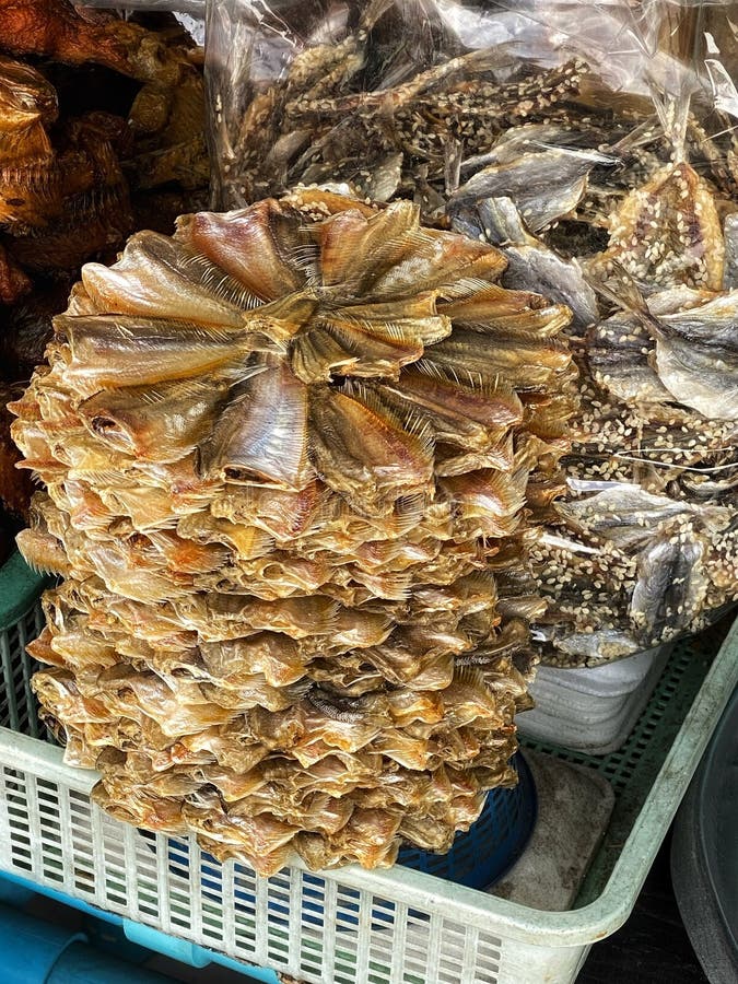 Dry Salted Fish at Thai Local Market Stock Photo - Image of anchovies ...