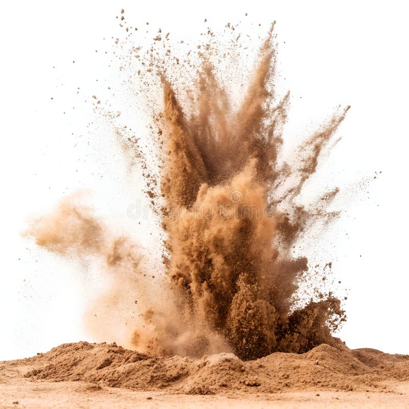 Dry Sand or Soil Explosion Isolated on White Background Stock ...