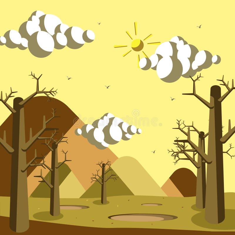 Dry Season Forest Landscape Vector Theme Nature Stock Vector ...