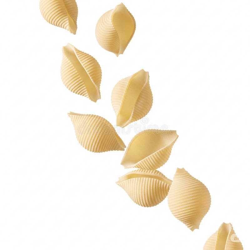 Dry Shell Pasta, Falling Dynamically, Creating a Textured Culinary ...