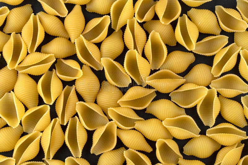 Dry Shell Pasta Pattern on Black Background, Top View Stock Image ...