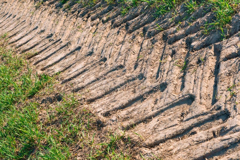 Dry Soil in the Field, the Trace of the Tractor Stock Photo - Image of ...