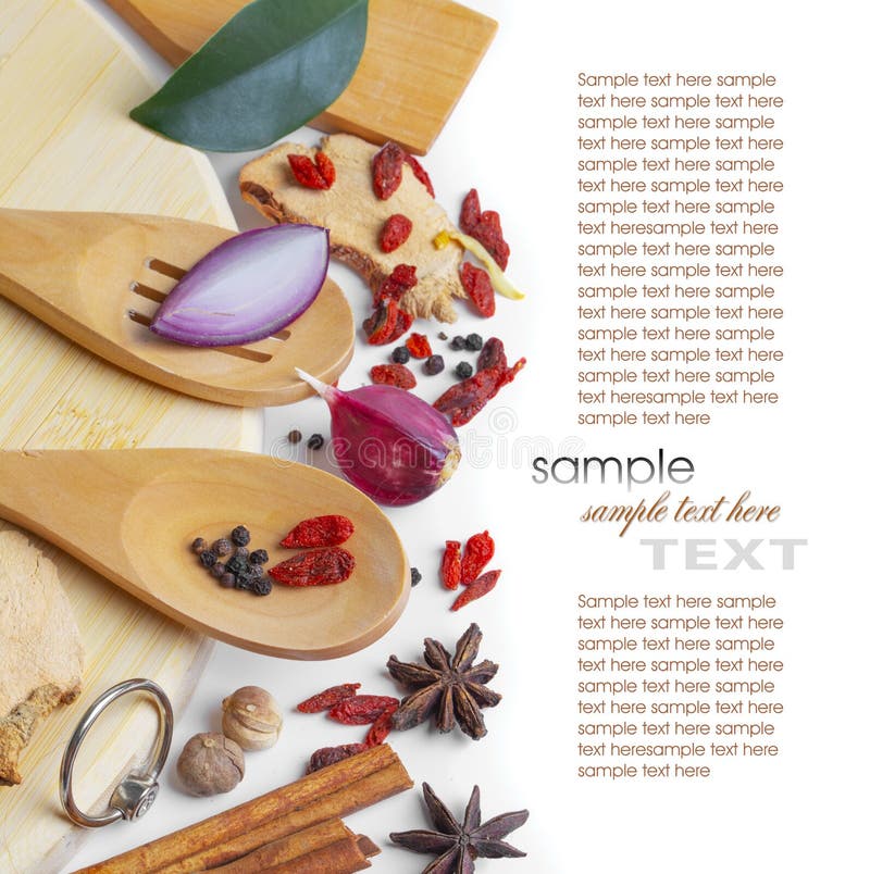 Dry spices and fresh herb stock image. Image of pepper - 254042949