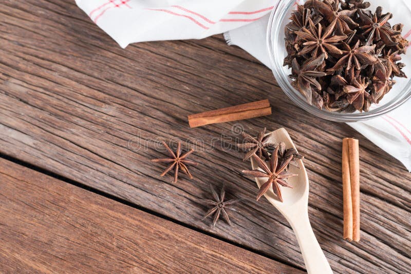 Dry Star Anise on Dark Wooden Background. Stock Image - Image of anis ...